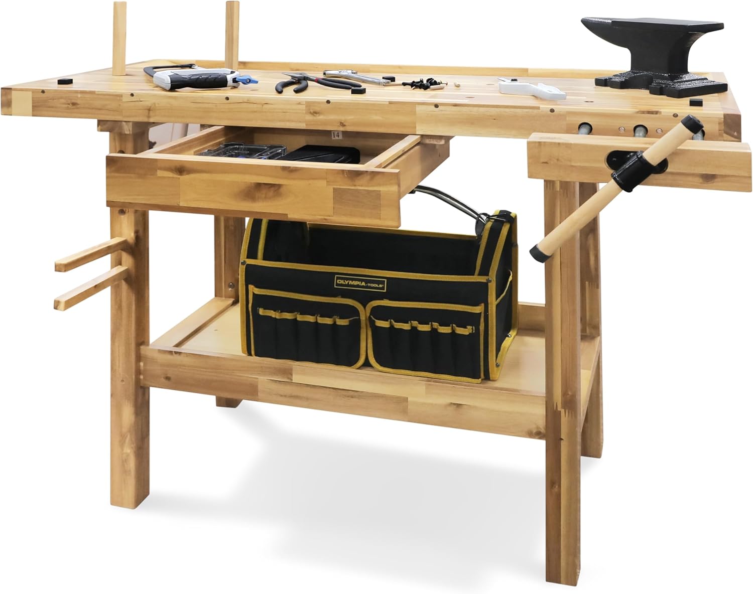 Olympia Tools 48-Inch Acacia Hardwood Workbench with Drawer - 330lbs W ...